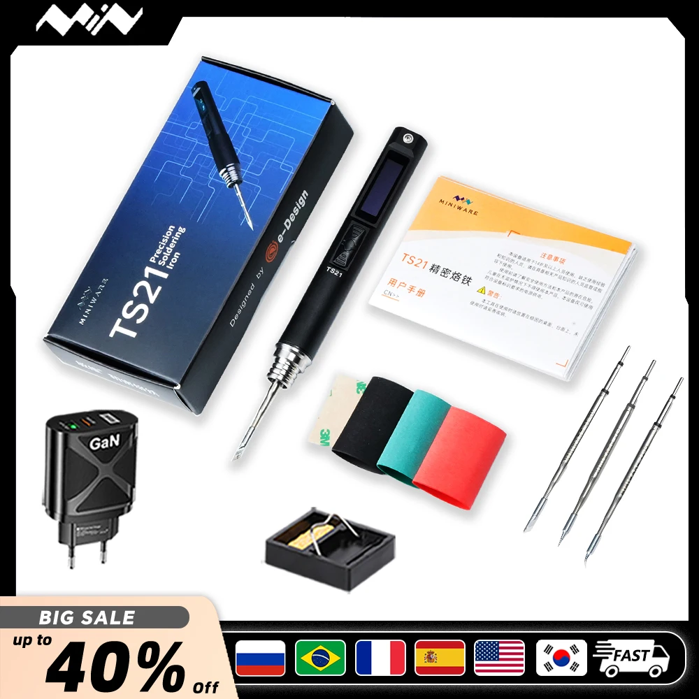 New MINIWARE TS21 Precision Soldering Iron Digital Display 100W Max ...