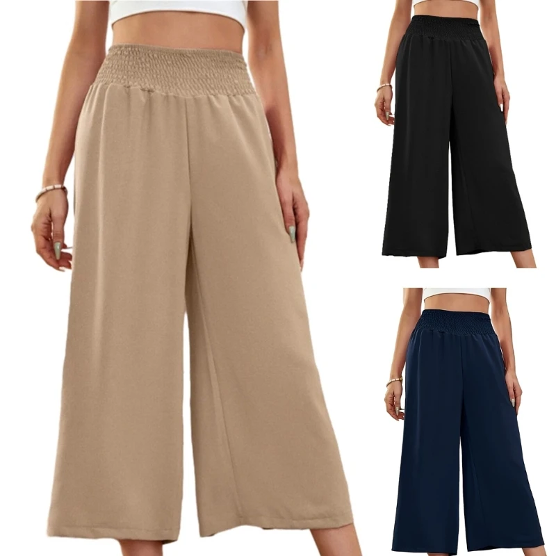 Pantal-n-corto-pierna-ancha-y-cintura-para-mujer-pantal-n-Palazzo ...