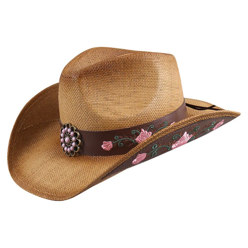 100-Straw-Weaving-Embroidery-Western-Cowboy-Hat-for-Men-Women-Cowgirl ...