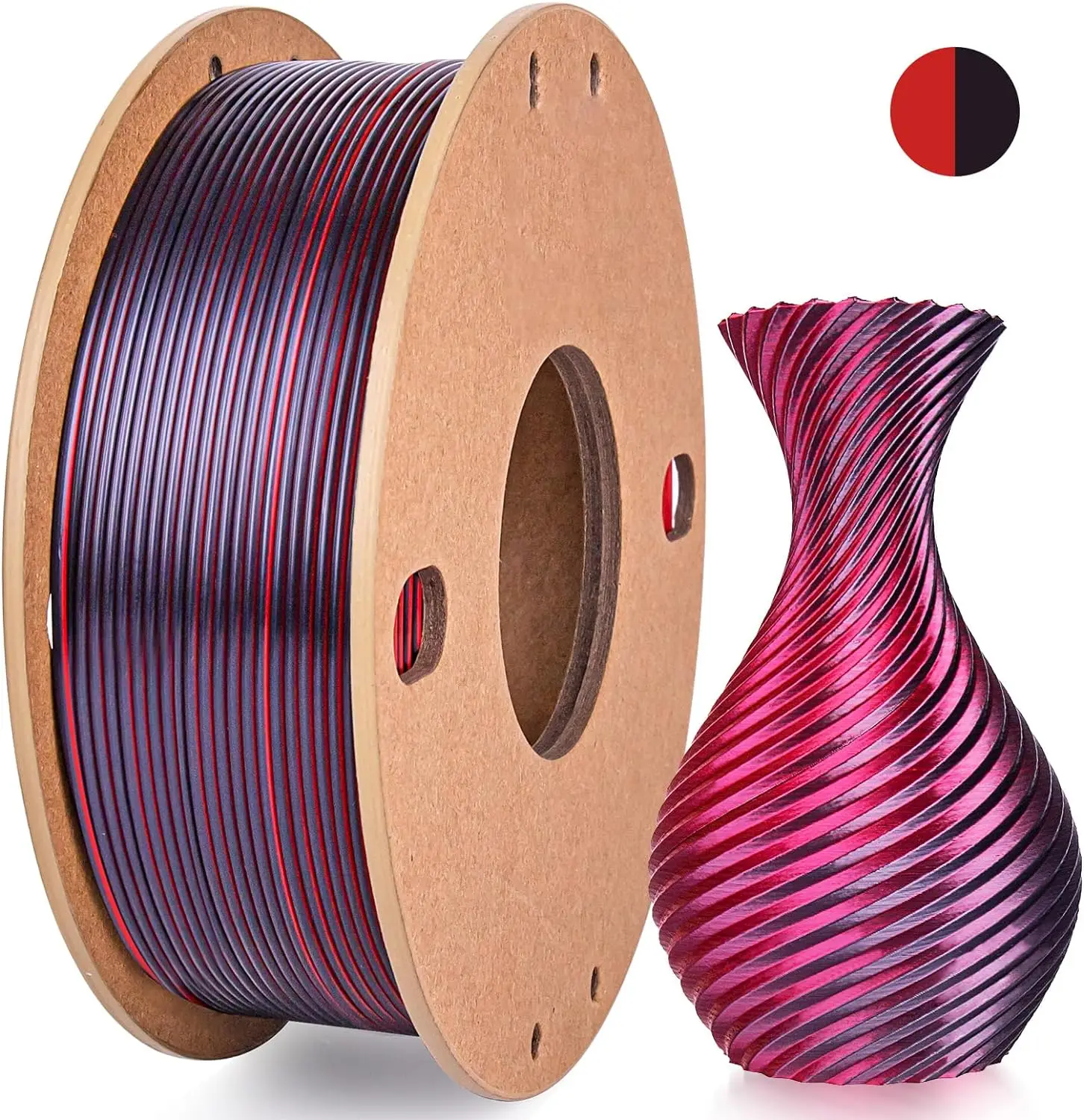 Dual-Black-Red-Silk-PLA-3D-Printer-Filament-1-75mm-250g-0-55lbs-Shiny ...