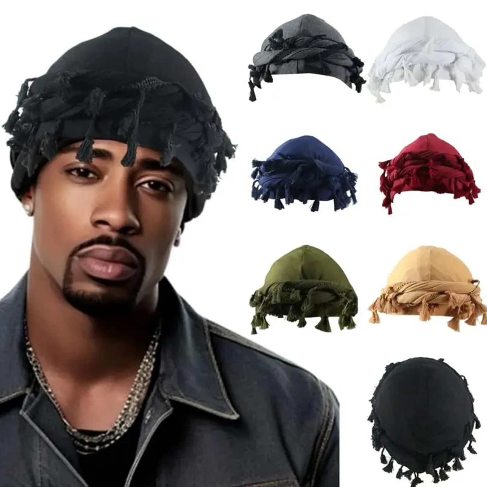 Envolturas-de-cabeza-torcidas-Vintage-con-borla-para-hombres-diadema ...