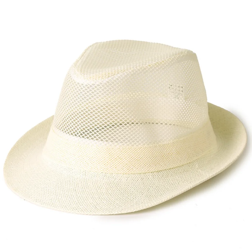 Hip Hop Breathable Mesh Top Hat Solid Color Rolled Brim Hollow Sun Hat ...