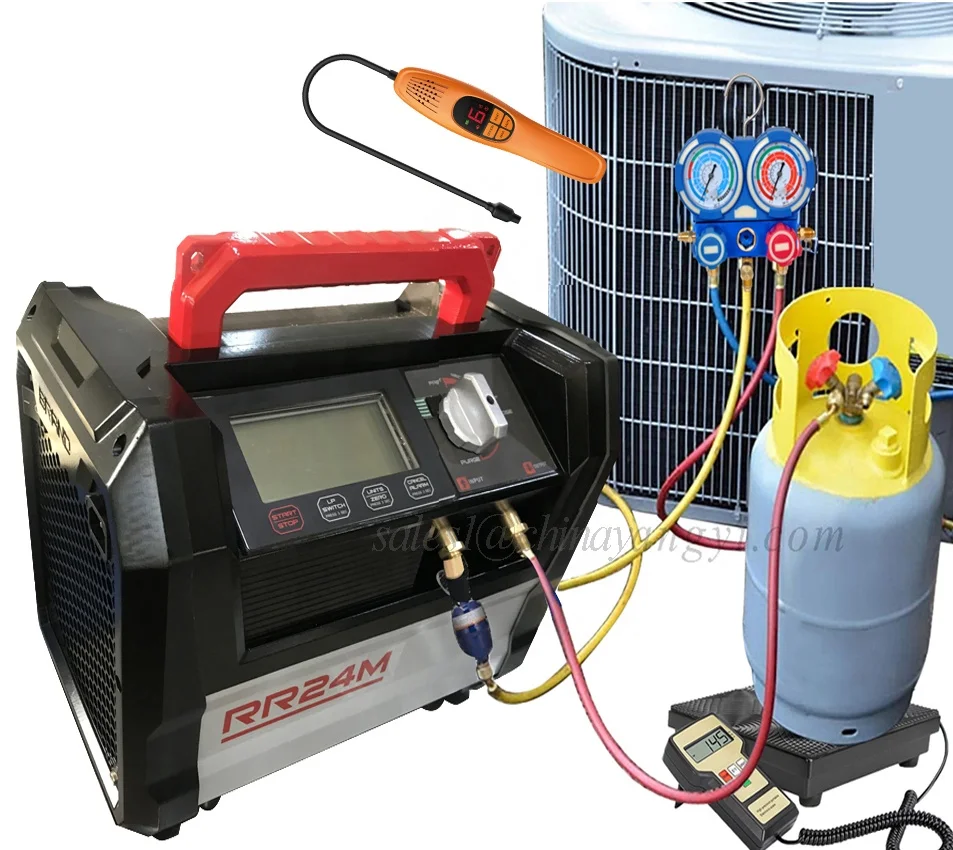 Portable Twin Cylinder Refrigerant Recovery Machine DC motor 1HP R32 ...