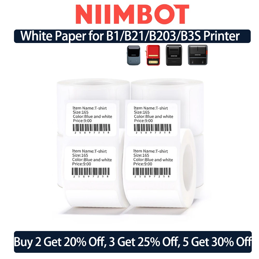 Niimbot B1/b21/b203/b3s Printing Paper Adhesive Sticker Thermal Label ...