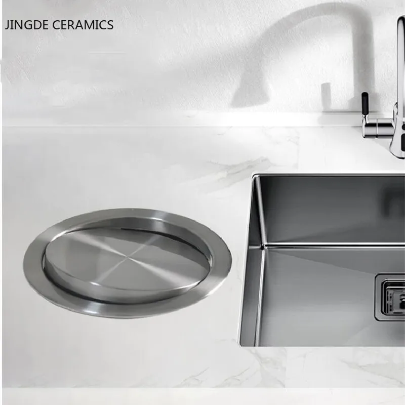 Modern Embedded Stainless Steel Flap Lid Trash Bin Cover Built-in ...