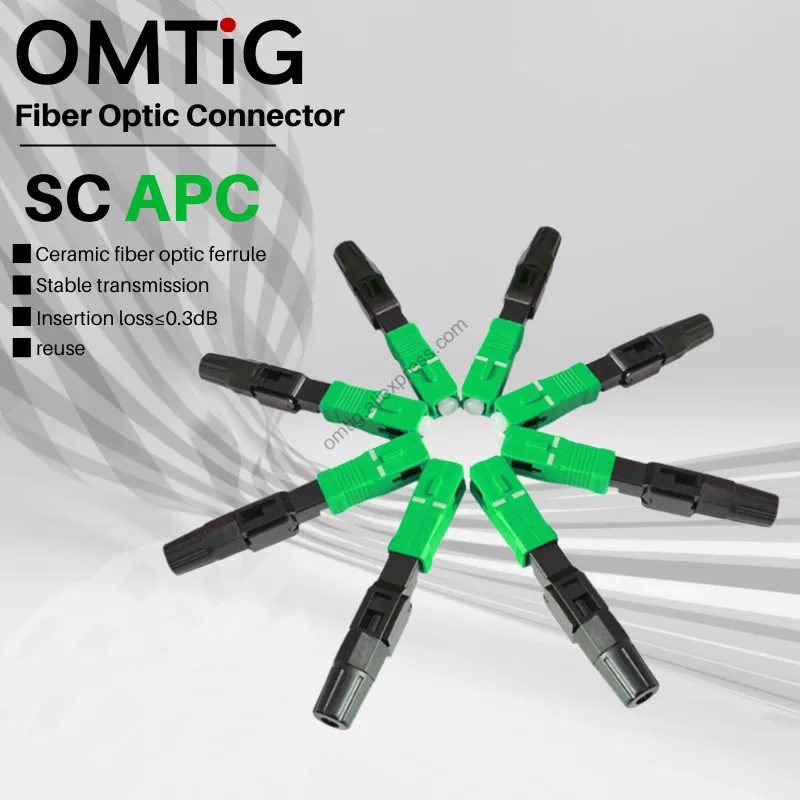 OMTiG 50-400pcs SC APC Fiber Optic Fast Connector Single Mode Fiber Optic Adapter FTTH Fiber ...