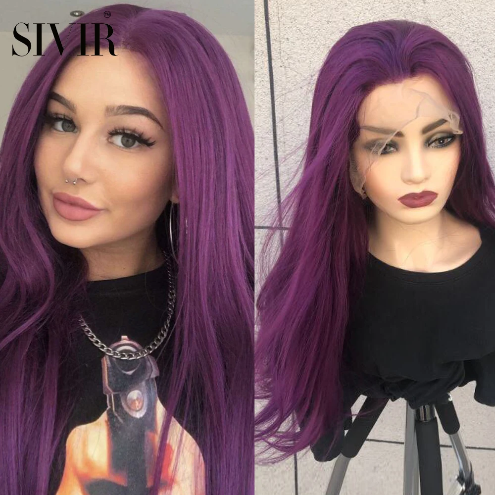 Sivir Synthetic Purple Lace Brazilian Wig Long Straight Wigs For Women ...