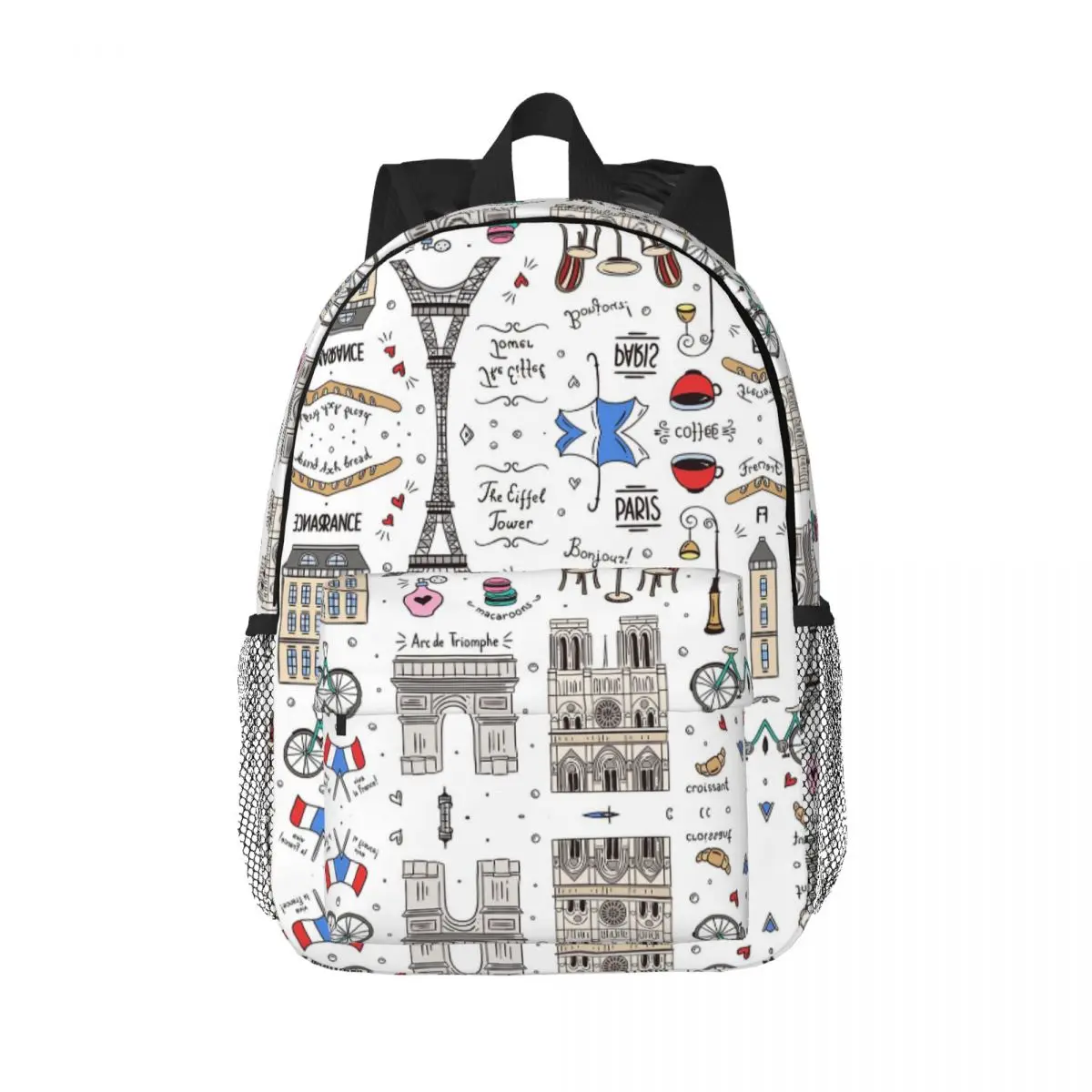 Paris-Pattern-Colors-Backpacks-Boys-Girls-Bookbag-Fashion-Children ...