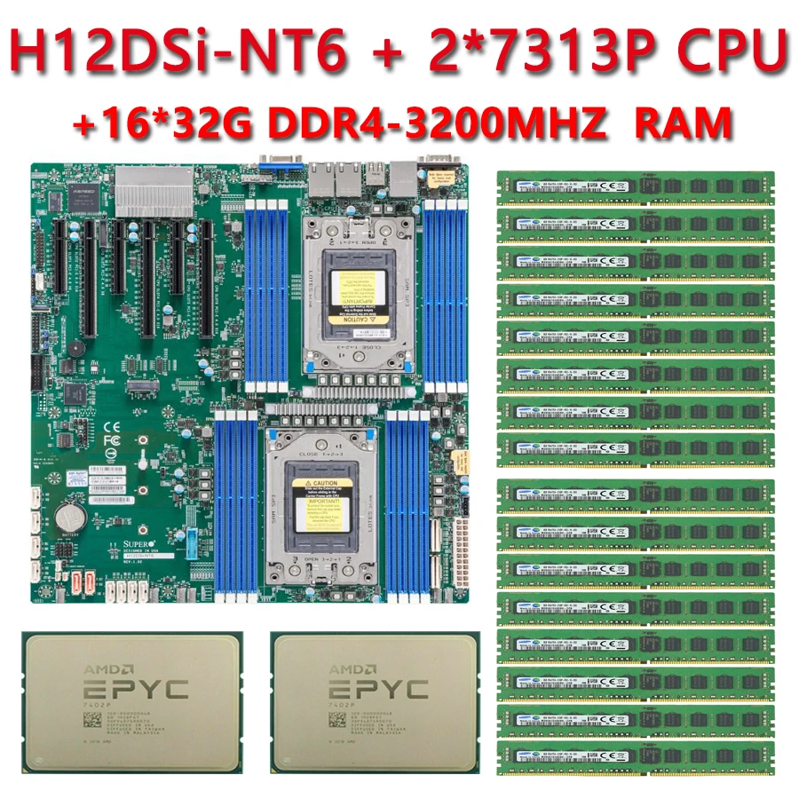 Placa-base-para-Supermicro-H12DSI-NT6-procesador-de-CPU-de-7313-MB ...