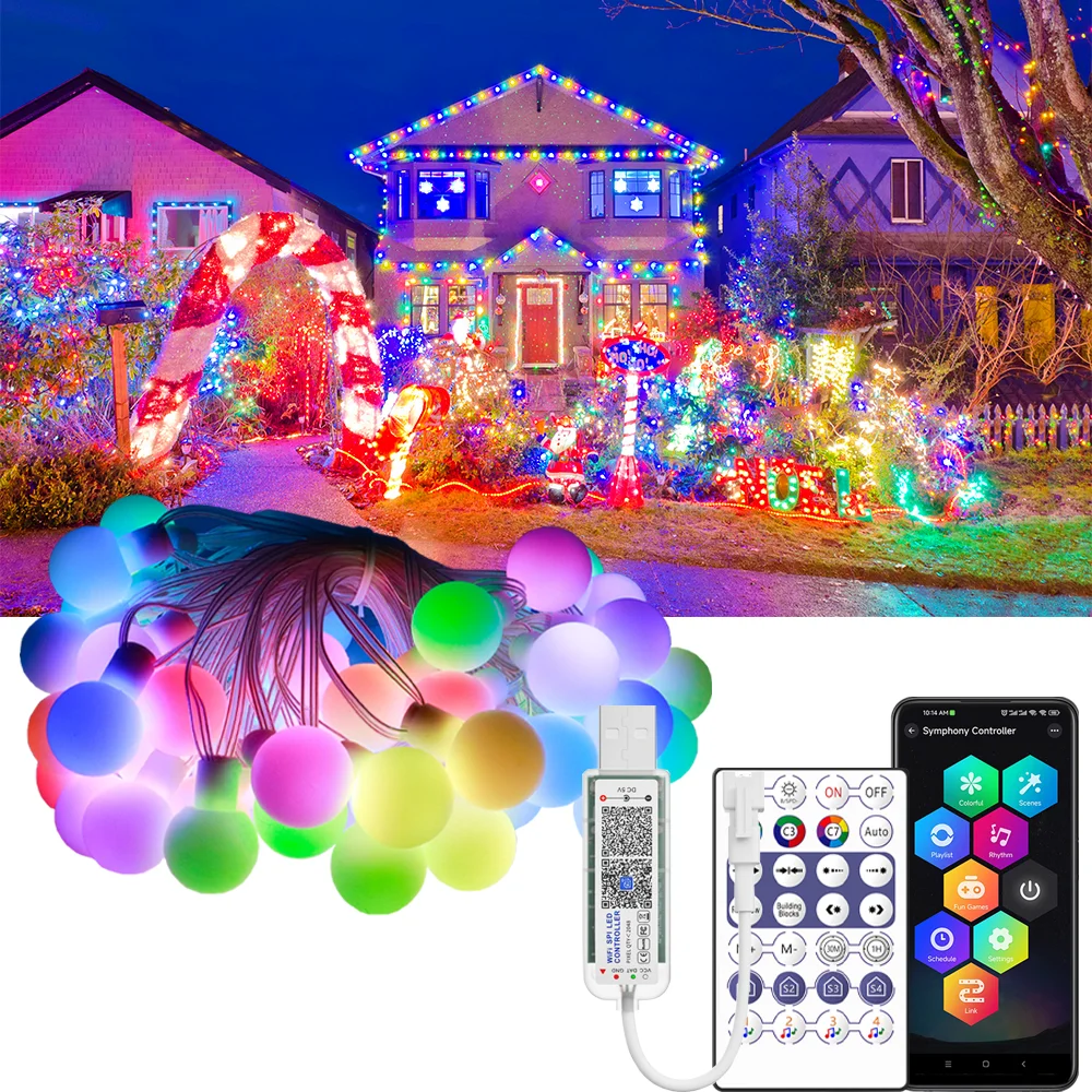 WS2812-Christmas-Lights-WS2812B-RGB-Addressable-LED-Globe-String-Light ...