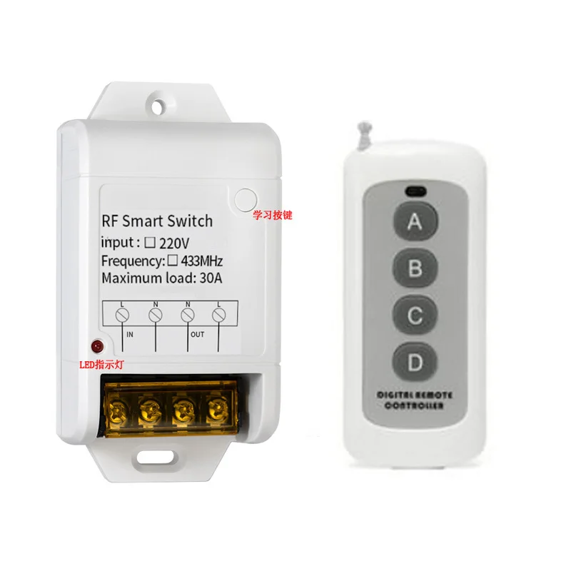 433Mhz-Universal-Wireless-RF-Remote-Control-Switch-AC-220V-1CH-30A ...