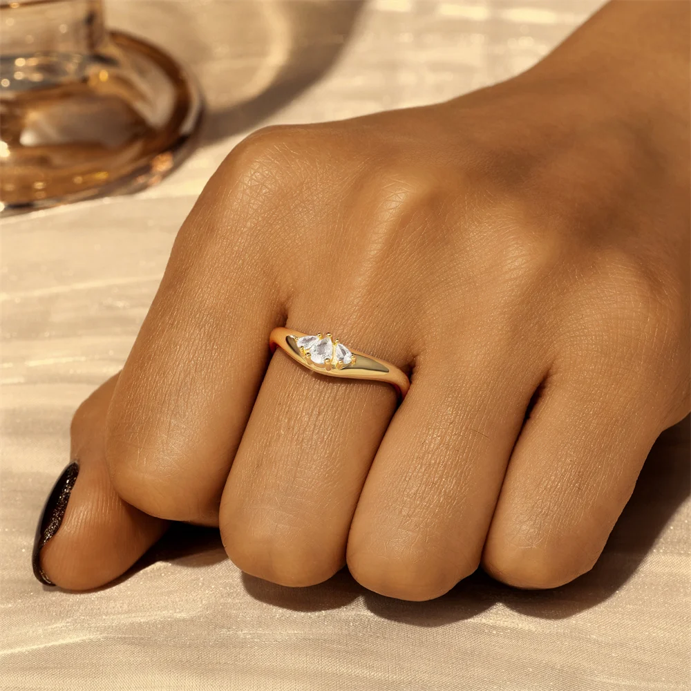 CANNER-3PCS-Water-Drop-Shape-Zircons-Line-925-Sterling-Silver-Ring-for-Women-Minimalism-Ring ...