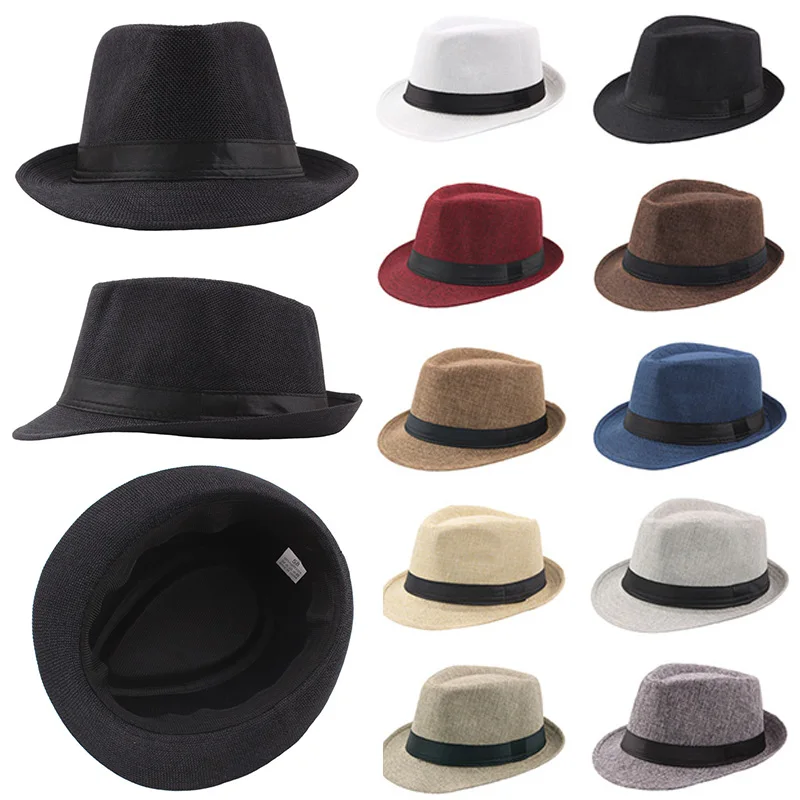 2022 New Fashion Sun Straw Hat Classic Top Jazz Hat Men's Hats Adult ...