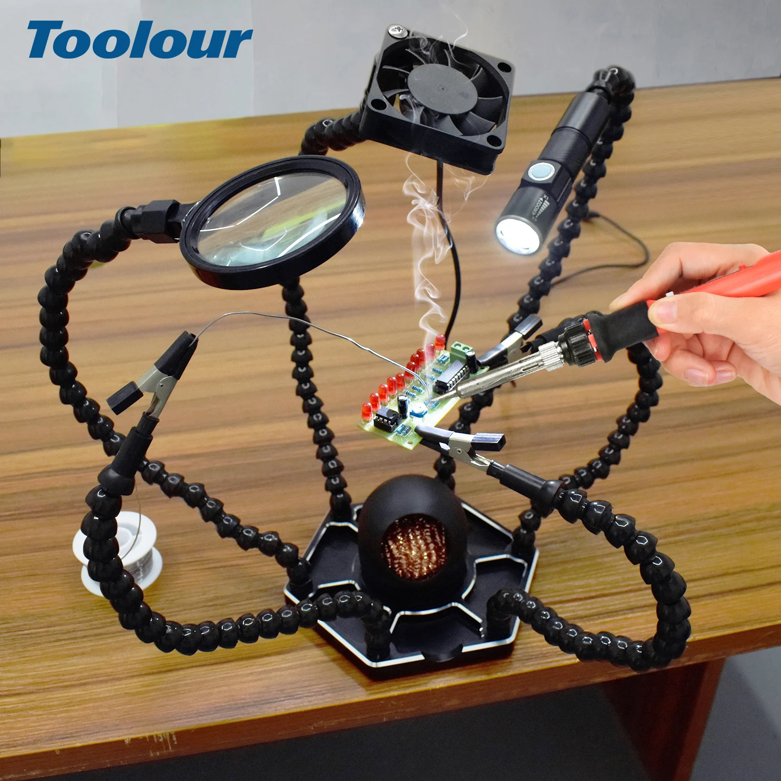 Toolour-Helping-Hand-Soldering-Third-Hands-with-6-Flexible-Arms-LED ...