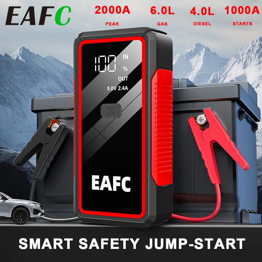 EAFC 12V Portable Car Jump Starter Power Bank Smart Car Booster Charger ...