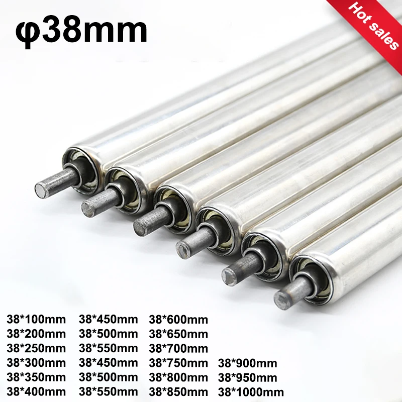 Transportadores-de-Rodillos-galvanizados-de-38mm-de-di-metro-acero-inoxidable-201-longitud-Total ...