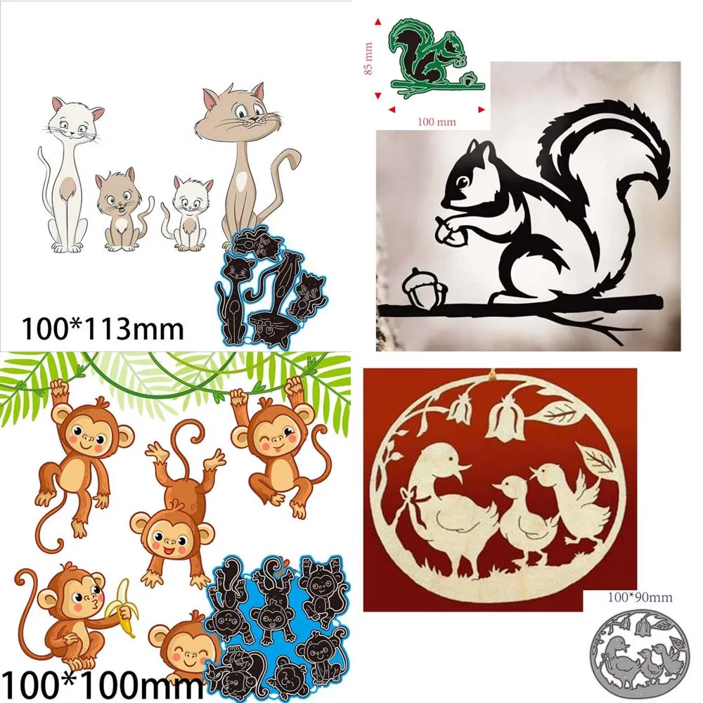 Animal cats, chicks, monkeys, ducks Metal Cutting Dies Cutter Stencils ...