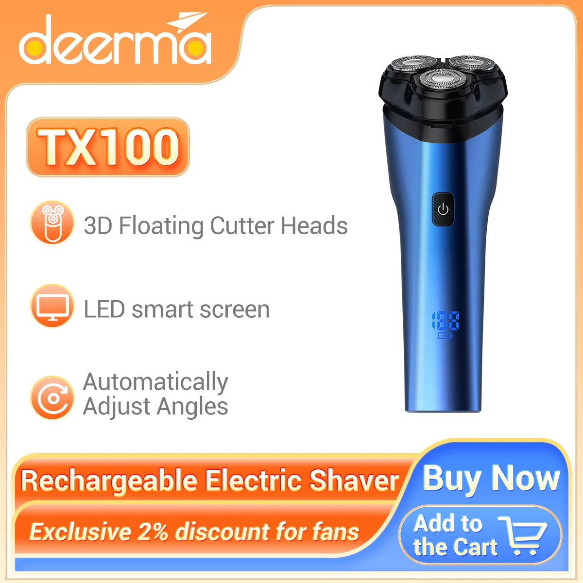 Deerma-TX100-Electric-Shaver-Razor-Shaving-Beard-Machine-For-Men-3D ...