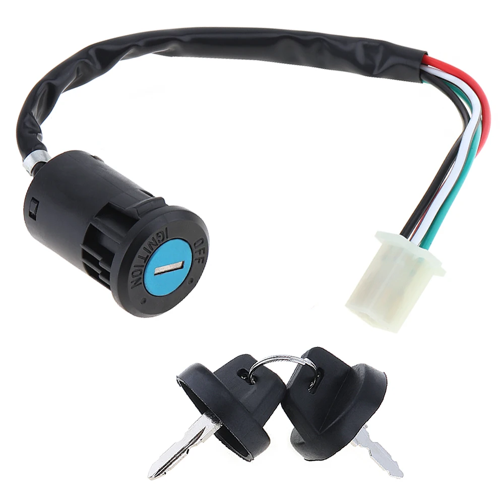 4-Wires-Universal-2-Ignition-Keys-Start-Switch-Door-Lock-Key-Motorcycle ...