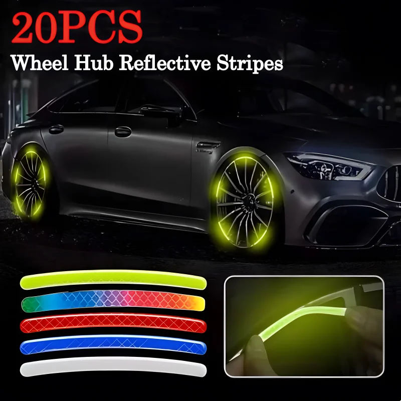 20-st-cke-Auto-Motorrad-Radnabe-reflektierende-Streifen-Warn-aufkleber ...