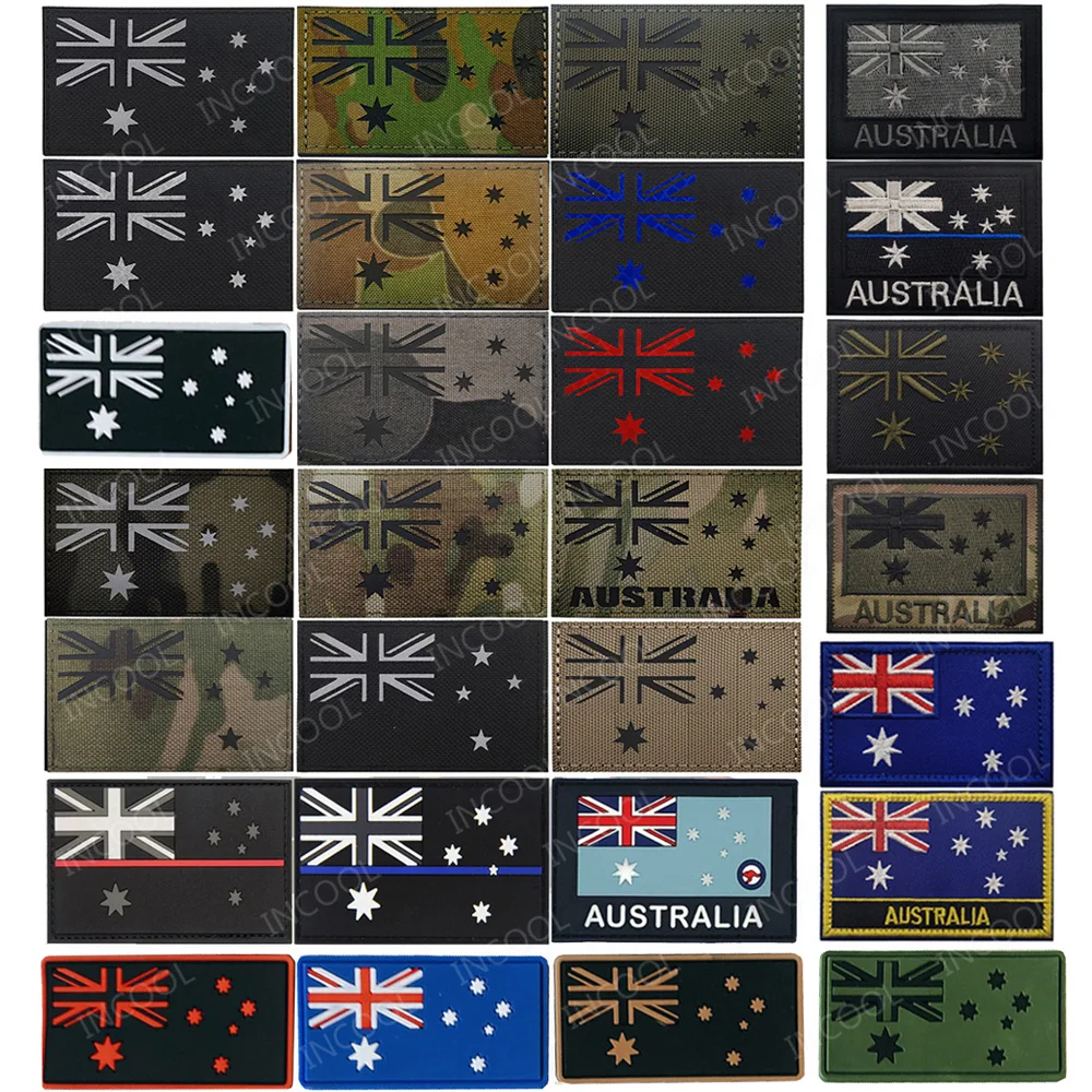 Australia Flag Embroidered PVC Rubber Infrared IR Reflective Patches ...