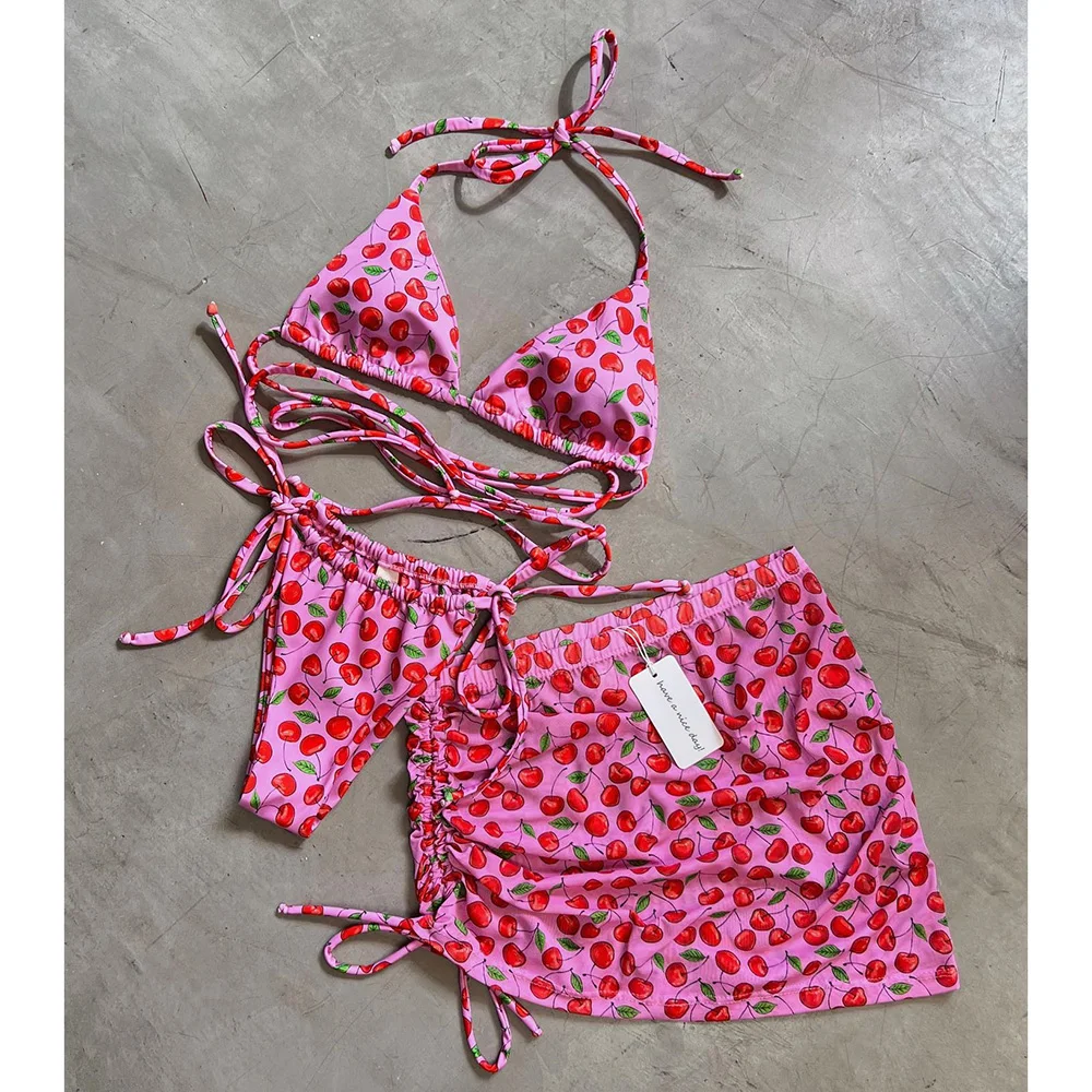 3 Pieces Bikini Set Wiht Mini Skirt Women Swimwear 2024 Sexy Bikinis ...