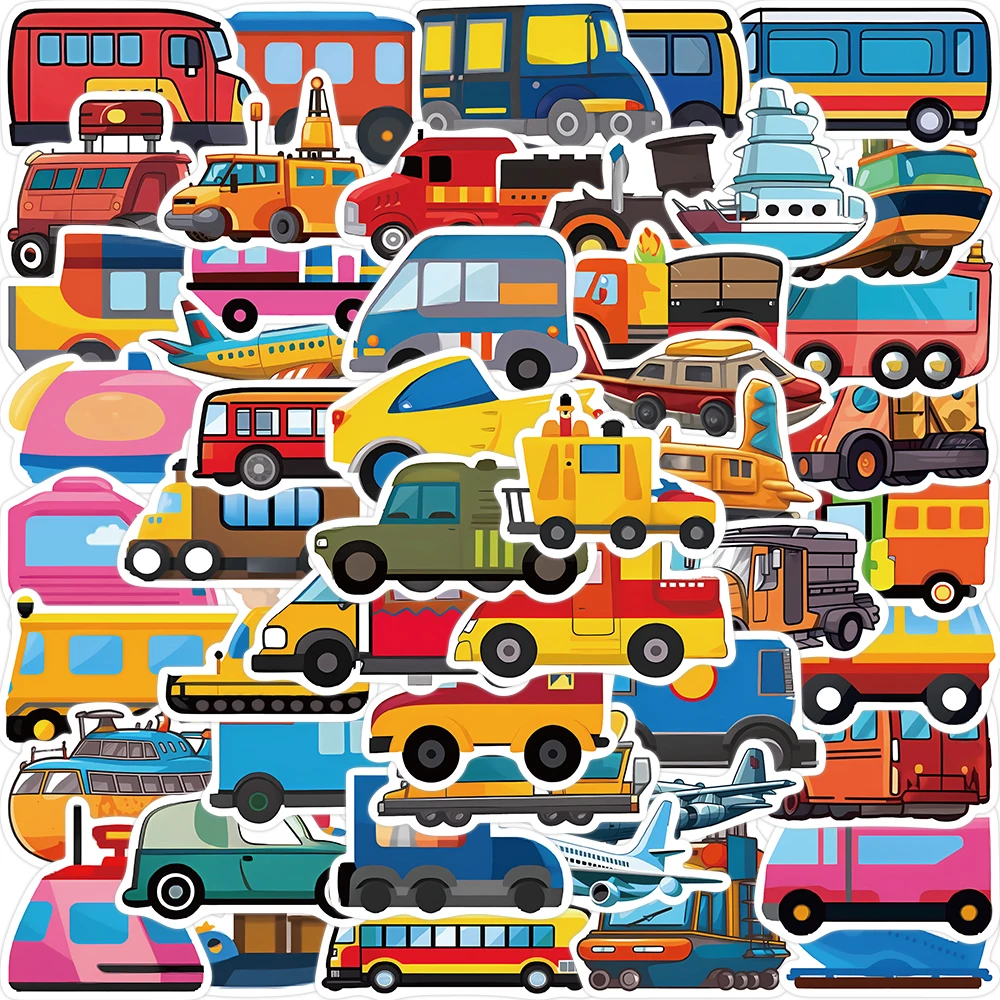 10-50PCS-Cartoon-Truck-Transports-Stickers-for-Kids-Bedroom-Teachers ...