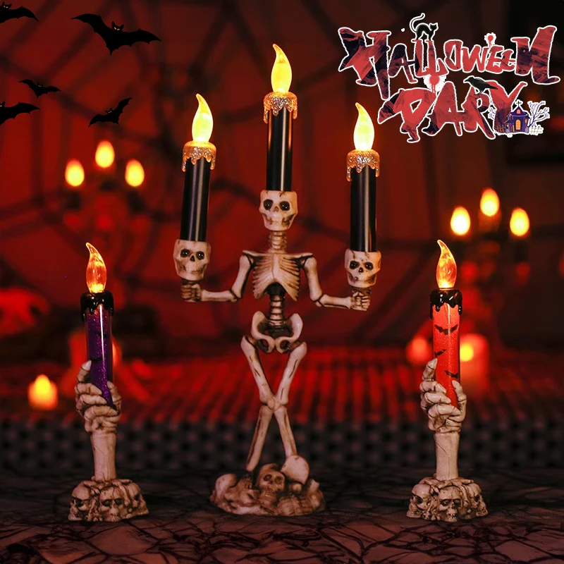 Halloween-Lamp-Decoration-Skull-LED-Candlestick-Pumpkin-Ghost-Candle ...