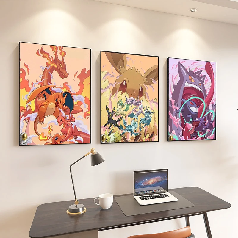 Pikachu Retro Printing Decorative Painting Pok E Mon Poster Canvas Oil ...