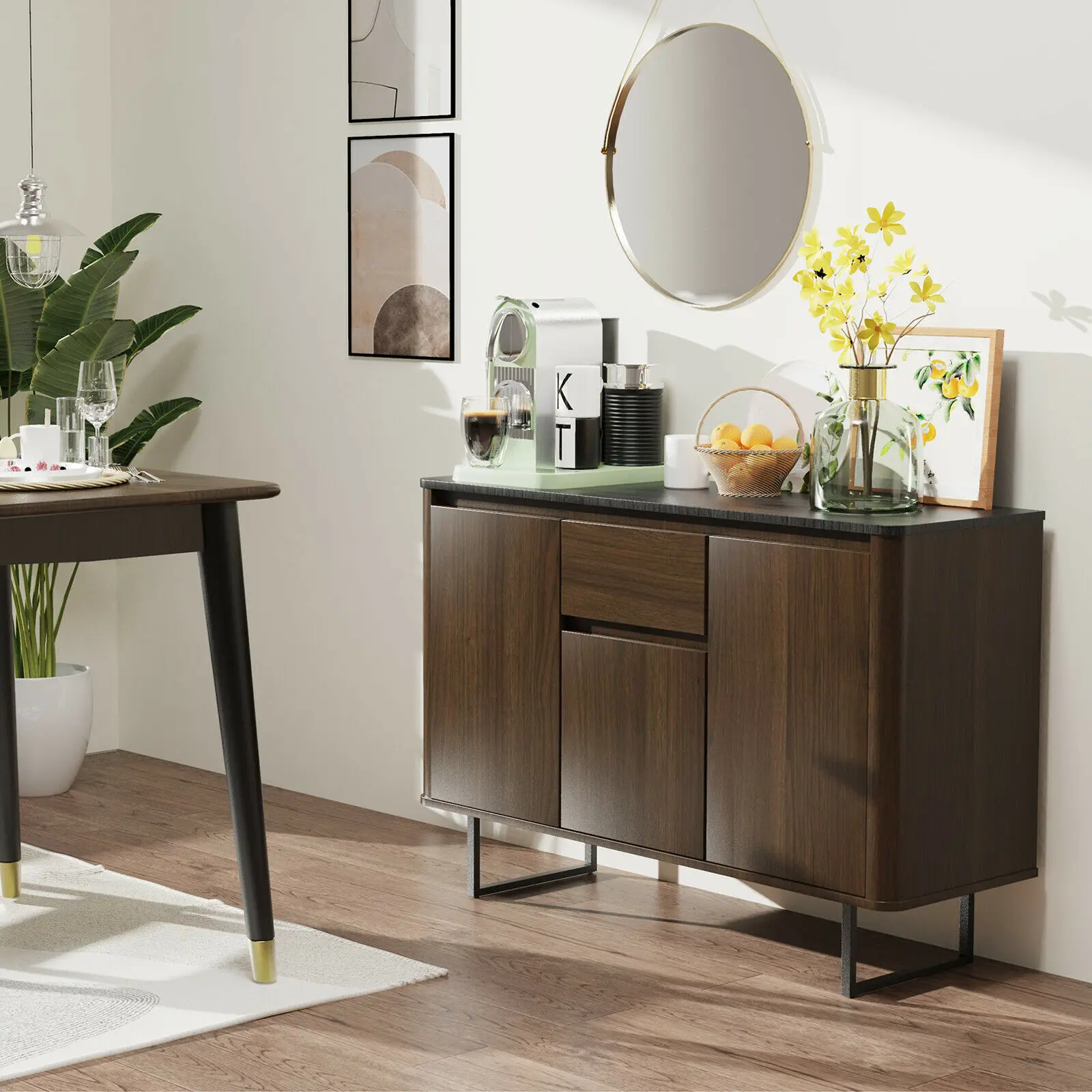 3-Door Kitchen Buffet Server Sideboard Storage Cupboard Cabinet w/Draw