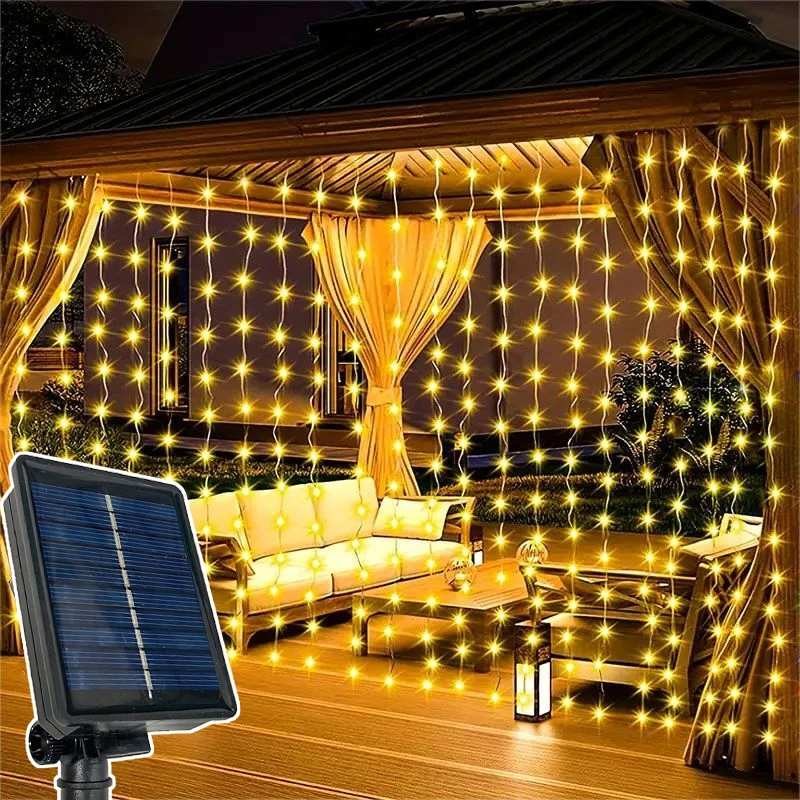 LED-3M-6M-Garland-Fairy-Lights-Solar-Curtain-String-Lights-Christmas ...