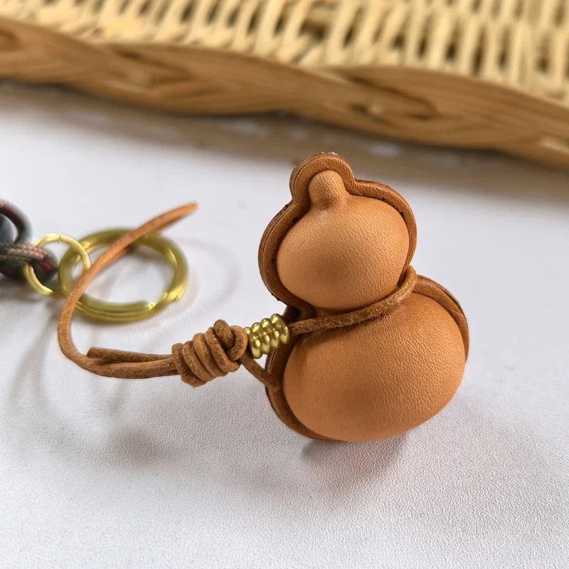 Vegetable Tanned Genuine Leather Gourd Bag Purse Charm,Keyring Pendant ...