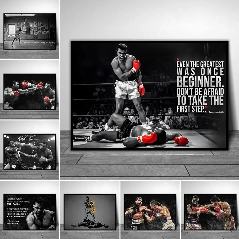 Motivational Boxer Wall Art Mike Tyson Ali Poster Modern Canvas ...