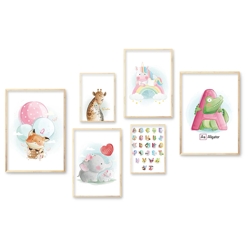 Rainbow-Alphabet-Art-Poster-for-Baby-Room-Nursery-Wall-Pictures-Unicorn ...