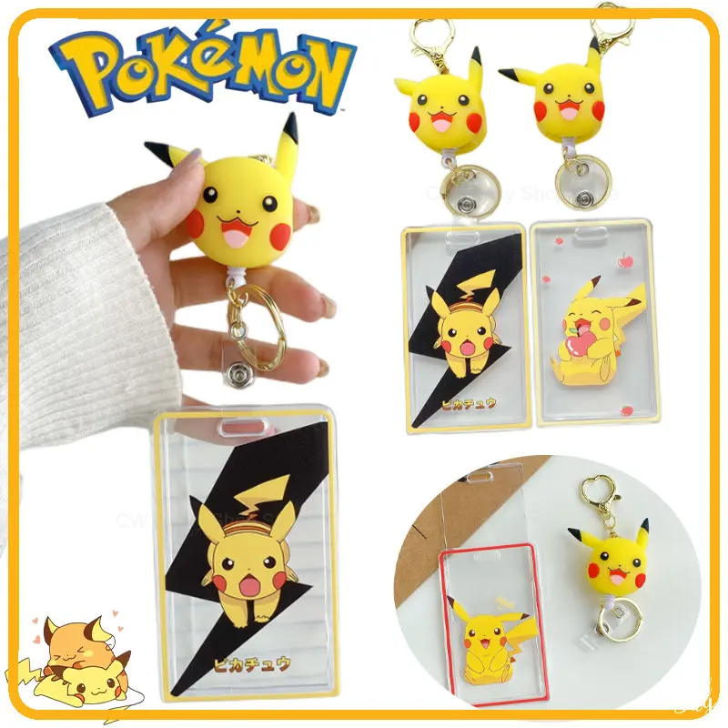 Pokemon Pikachu Card Holder High Value Student Cartoon Transparent Bank ID Holders Bus Card ...