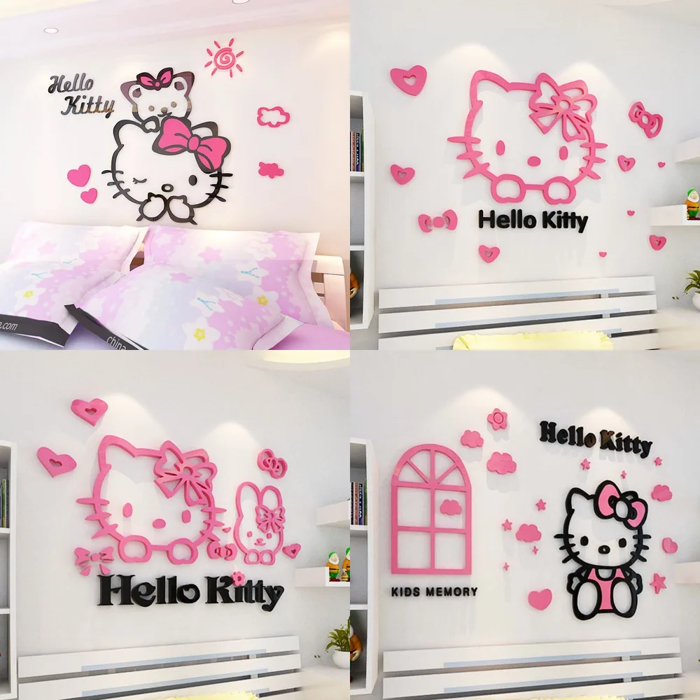 Sanrio-Hello-Kitty-Wall-Sticker-Cartoon-Kitty-Cat-Mirror-Acrylic-Wall ...