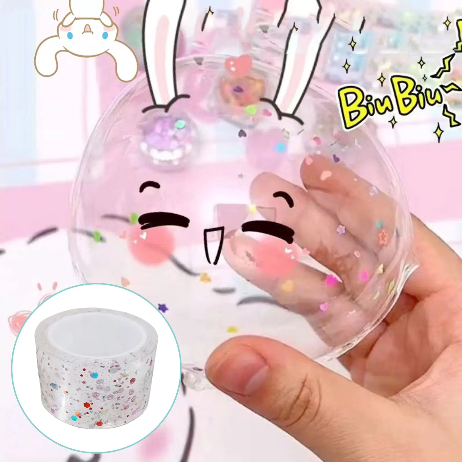 Bubble Blowing Double Sided Tape Blowable Bubble Tape Glitter Nano Tape ...