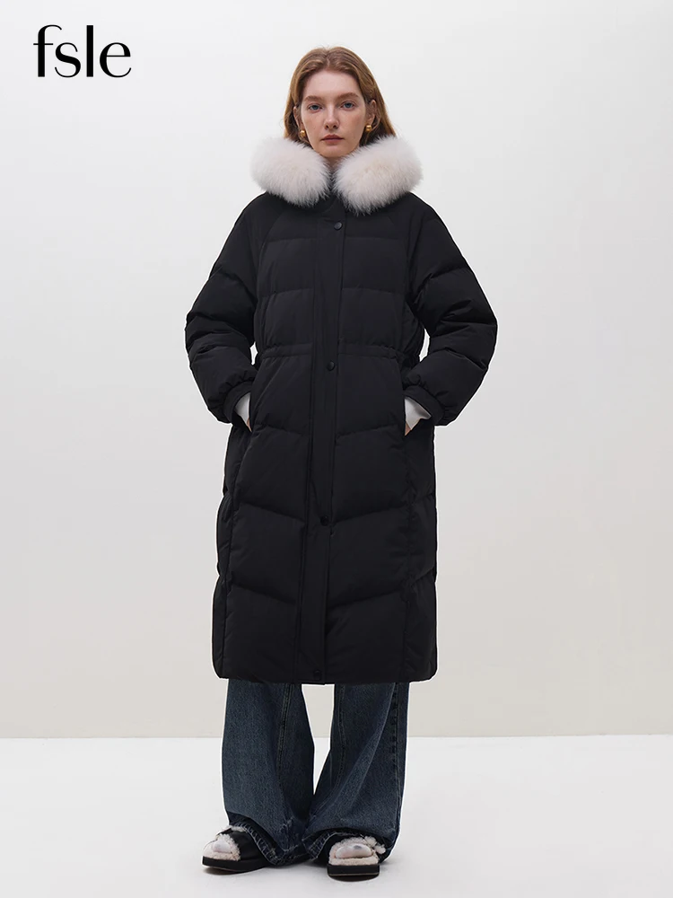 FSLE-239G-Filling-Capacity-Women-Winter-Warm-Black-Long-Down-Jackets ...