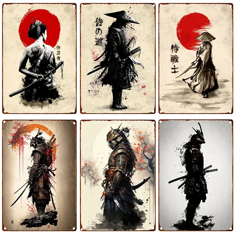 Japanese-Samurai-Metal-Tin-Sign-Wall-Art-Character-Posters-and-Prints ...
