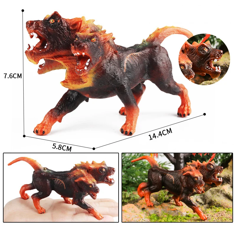 Monstruo mitológico simulado, dragón, infierno, perro de tres cabezas ...