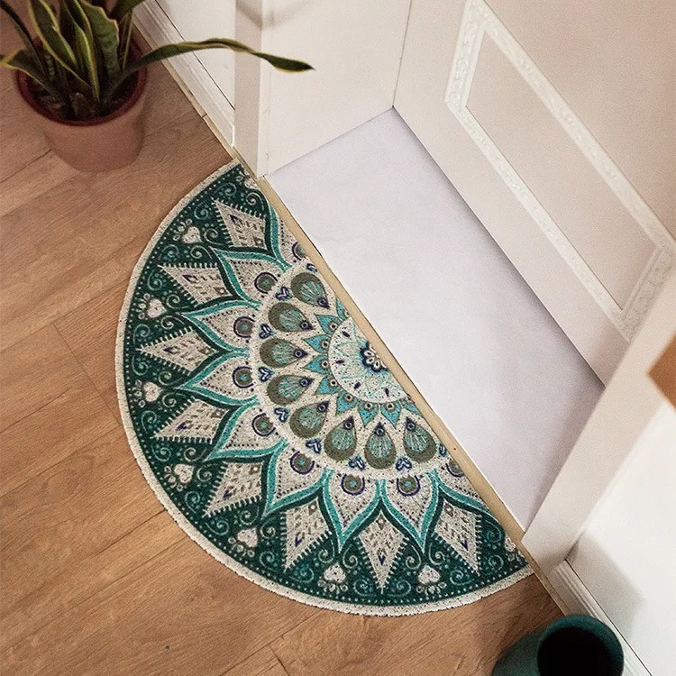 Boho-Mandala-Half-Round-Door-Mat-PVC-Anti-Slip-Doormat-80x40cm-Flora ...
