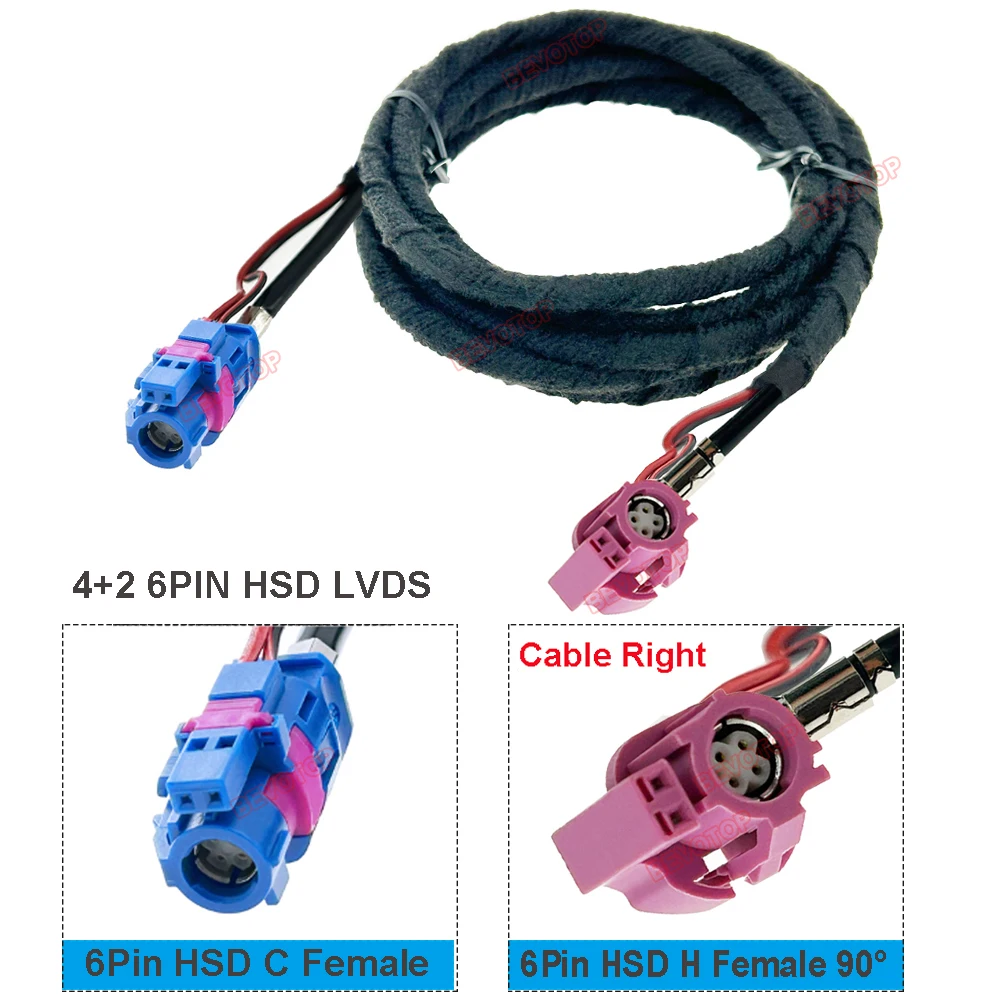 1PCS BEVOTOP 6Pin HSD LVDS Video Line Blue 6P C Female to Pink 6P H ...