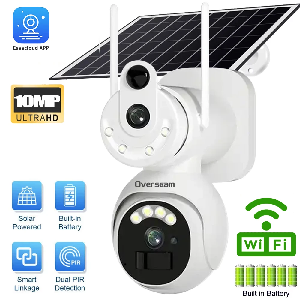 Dual Lens Dual Screen 5K Solar Security Camera Wireless Outdoor 360 ...