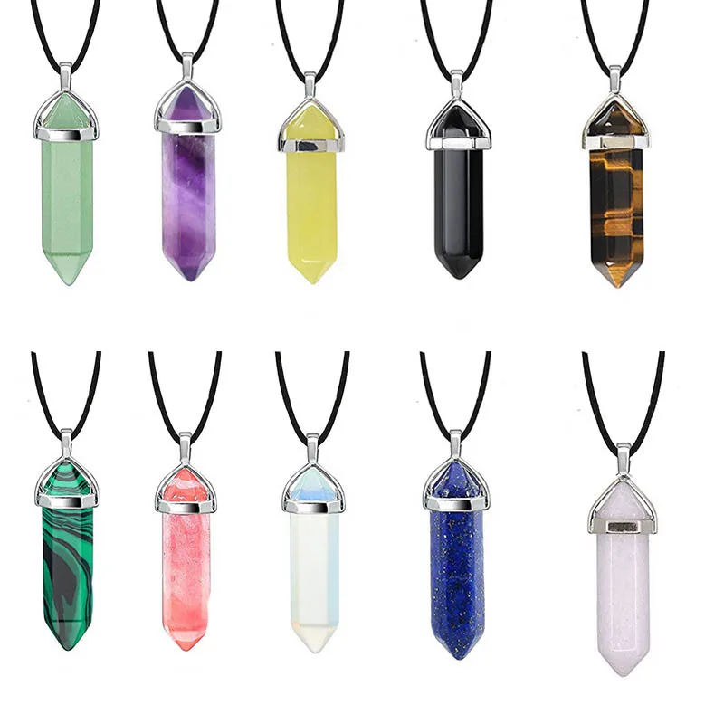 Collier Hexagonal En Cristal Rose Violet Pour Femmes Pendentif En ...