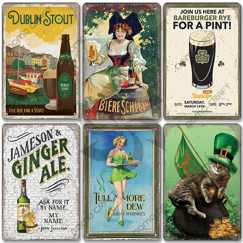 Irish-Whiskey-Poster-Vintage-Metal-Plaque-Sign-Dublin-Stout-Metal-Tin ...