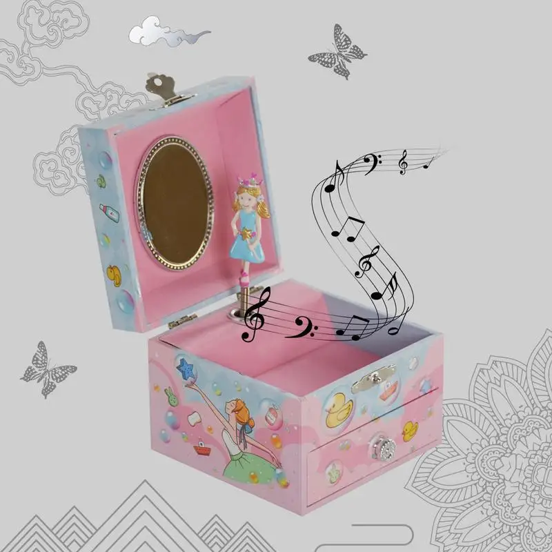 Rotating-Girl-Music-Box-Musical-Jewelry-Box-With-Mirror-And-Drawer ...