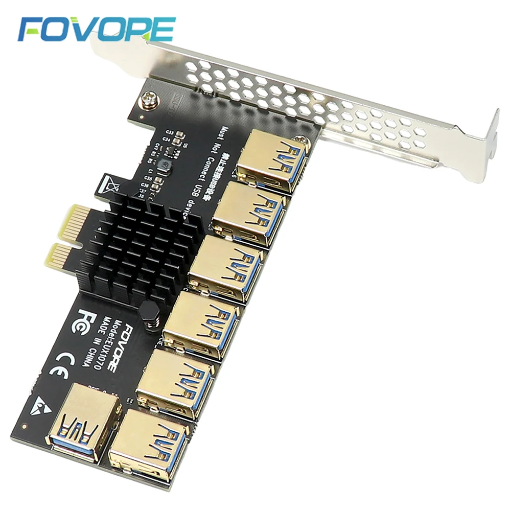 PCIE Multiplier Riser PCIE 1 To 7 PCIE X16 USB Miner Adapter Extender ...