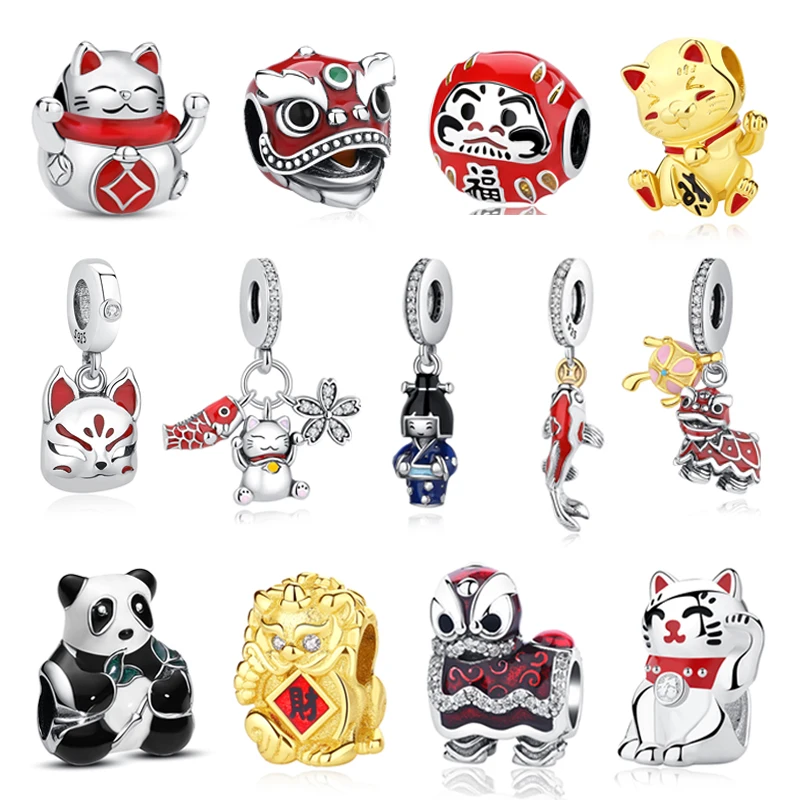 Original-925-Sterling-Silver-Charms-Chinese-New-Year-Lion-Fortune-Cat ...
