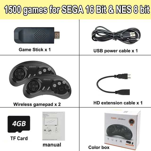 SF900 Retro Video Game Console HD Game Stick With 1500 Games for SNES ...