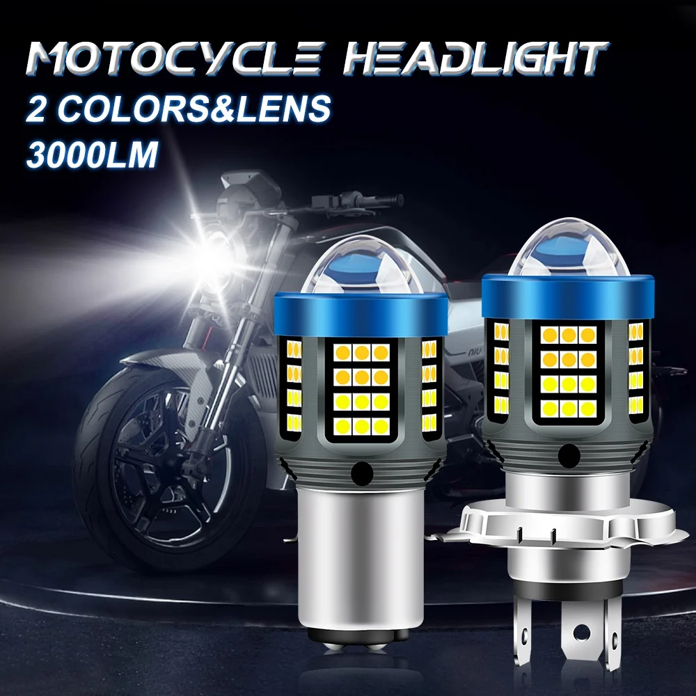 H4 LED Moto BA20D P15D LED Motorcycle Headlight Bulbs Angel Devil Eye ...